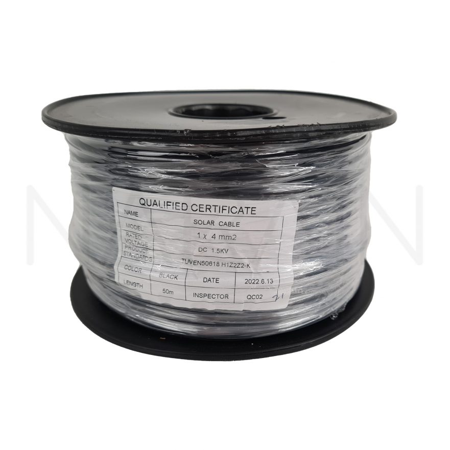 4mm Solar Panel Cable PV Black – 50m Roll | Narain Solar